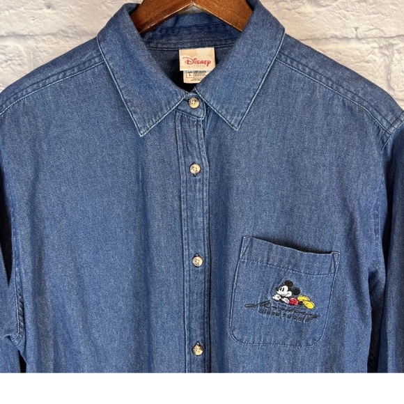 Disney | Tops | Disney Store Women Mickey Mouse Denim Jean Button Down ...